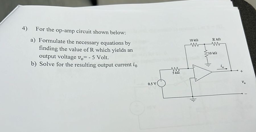 Solved For the op-amp circuit shown below:a) ﻿Formulate the | Chegg.com
