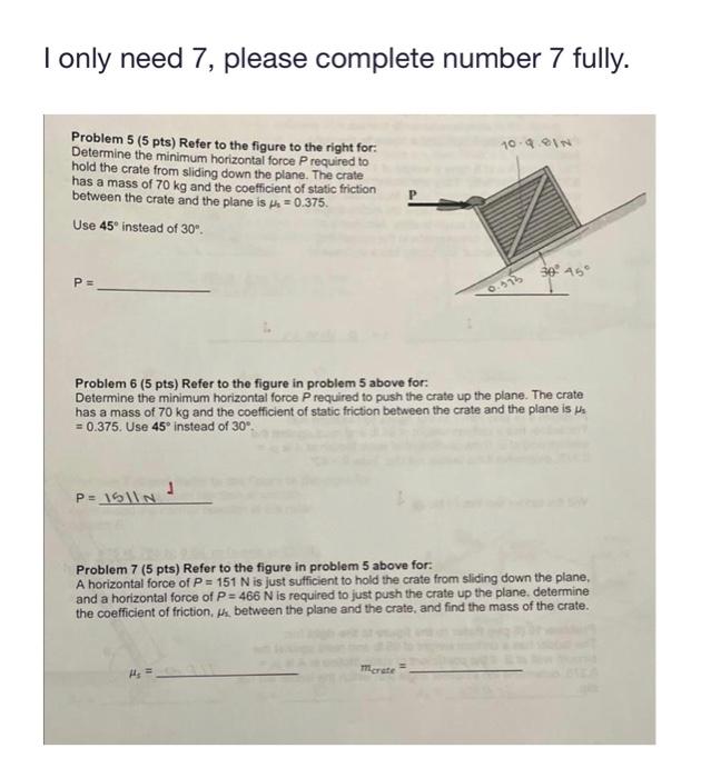 Solved | only need 7 , please complete number 7 fully. | Chegg.com
