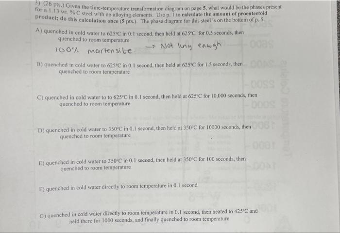Solved 3) (26 pts.) Given the time-temperature | Chegg.com