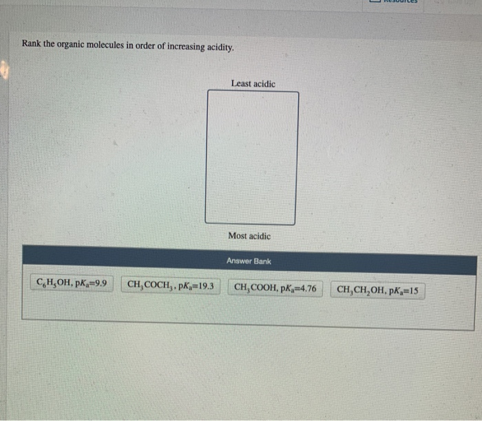 Solved Rank the organic molecules in order of increasing | Chegg.com