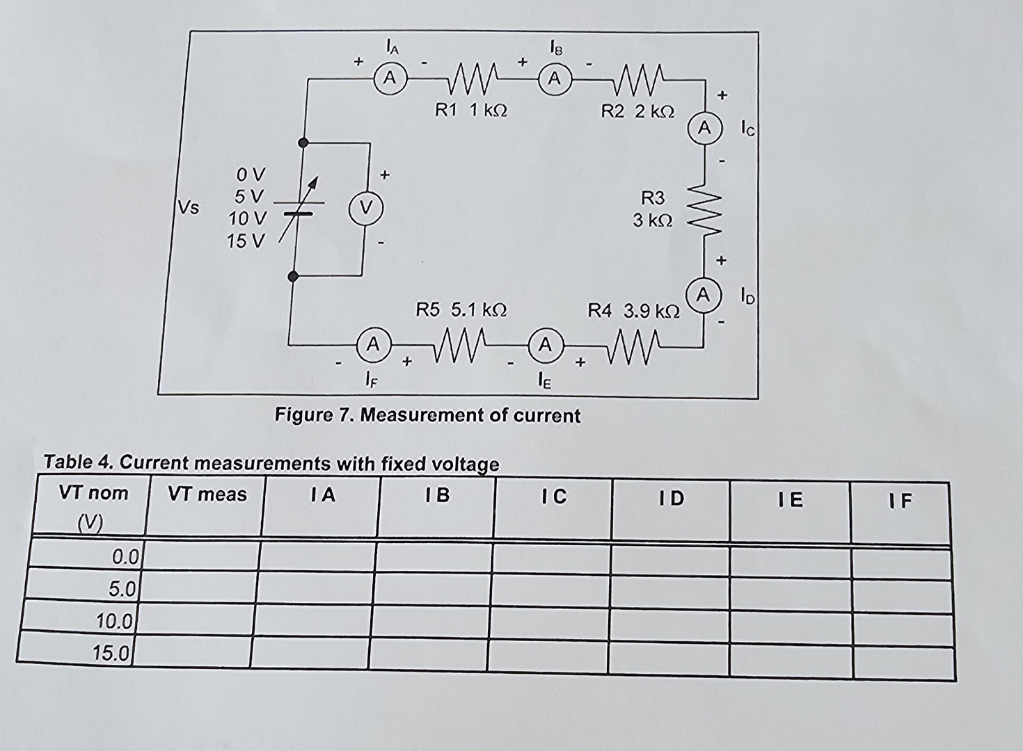 Solved Figure 7. ﻿Measurement of currentTable 4. ﻿Current | Chegg.com