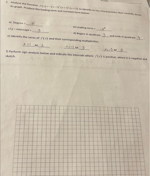 Solved complete 2 f. perform sign analysis and indicate | Chegg.com