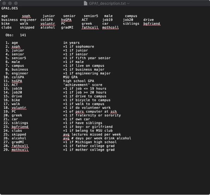 Solved GPA1_description.txt age GPA1. DES saph. junior | Chegg.com