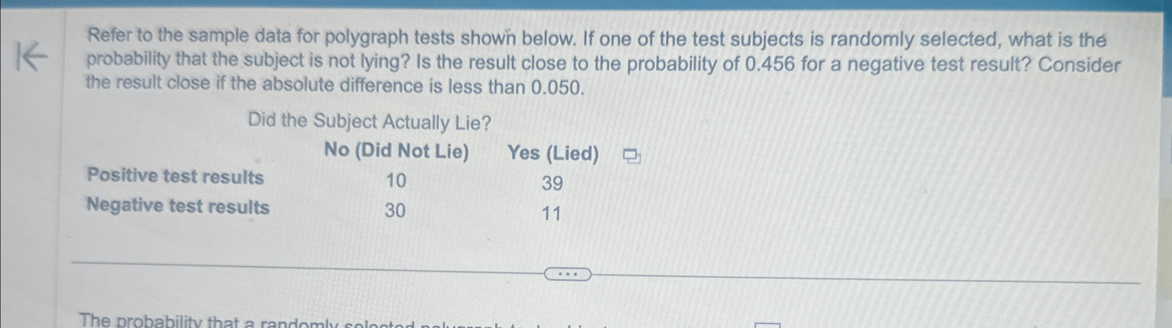 Solved Refer to the sample data for polygraph tests shown | Chegg.com Solved Refer to the sample data for polygraph tests shown | Chegg.com