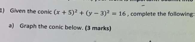 Solved A4 FUNCTIONS \& CONICS b) The conic in part "a" has | Chegg.com