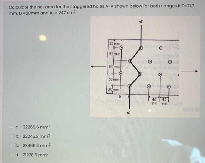 Solved Calculate the net area for the staggered holes A-A | Chegg.com