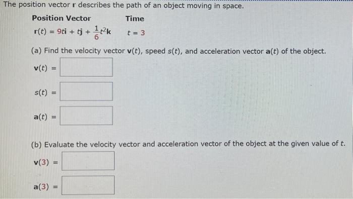 Solved position vector r describes the path of an object | Chegg.com
