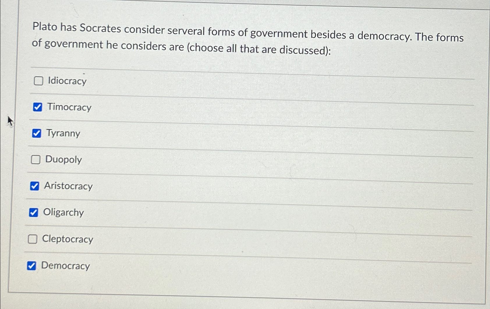 Solved Plato has Socrates consider serveral forms of | Chegg.com