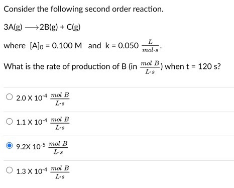 Solved Consider the following second order reaction. 3A(g) | Chegg.com