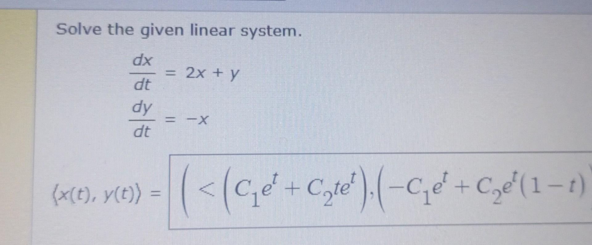 Solved Solve the given linear system. | Chegg.com
