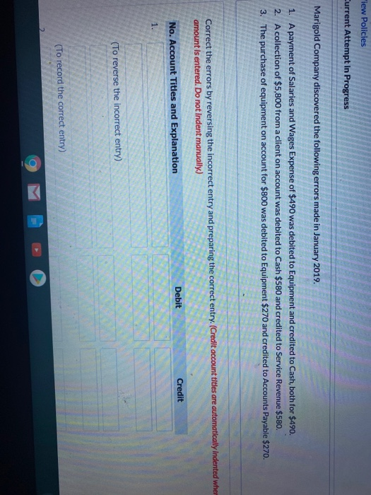 Solved "iew Policies Current Attempt In Progress Marigold | Chegg.com