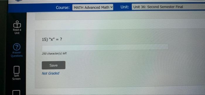 Solved Course: MATH Advanced Math Unit: Unit 36: Second | Chegg.com Solved Course: MATH Advanced Math Unit: Unit 36: Second | Chegg.com