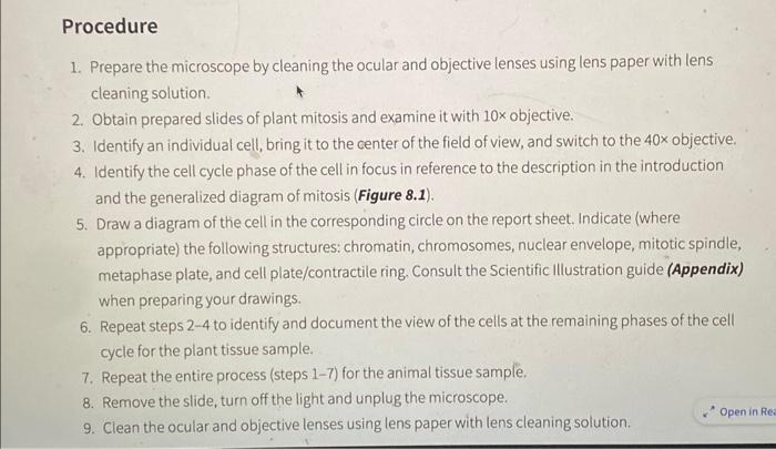 Experiment 1: Mitosis in Plants and Animals In this | Chegg.com