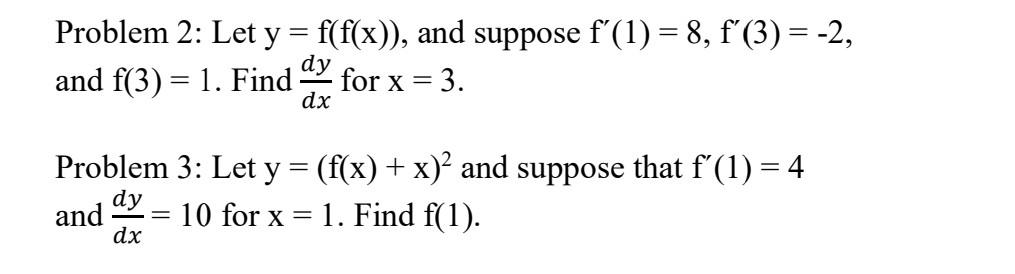 Solved Problem 2: Let y=f(f(x)), and suppose | Chegg.com