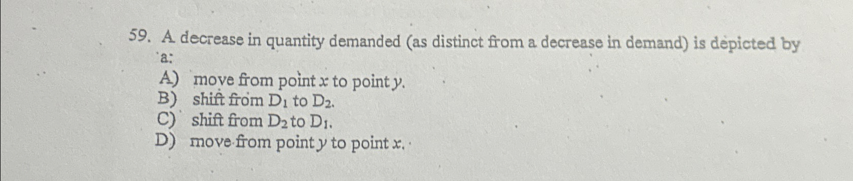 Solved A decrease in quantity demanded (as distinct from a | Chegg.com