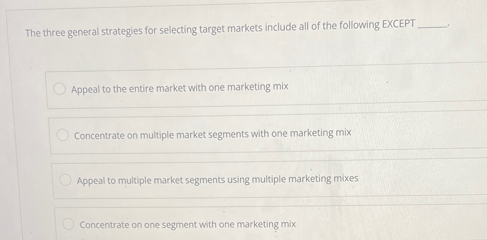 Solved The three general strategies for selecting target | Chegg.com