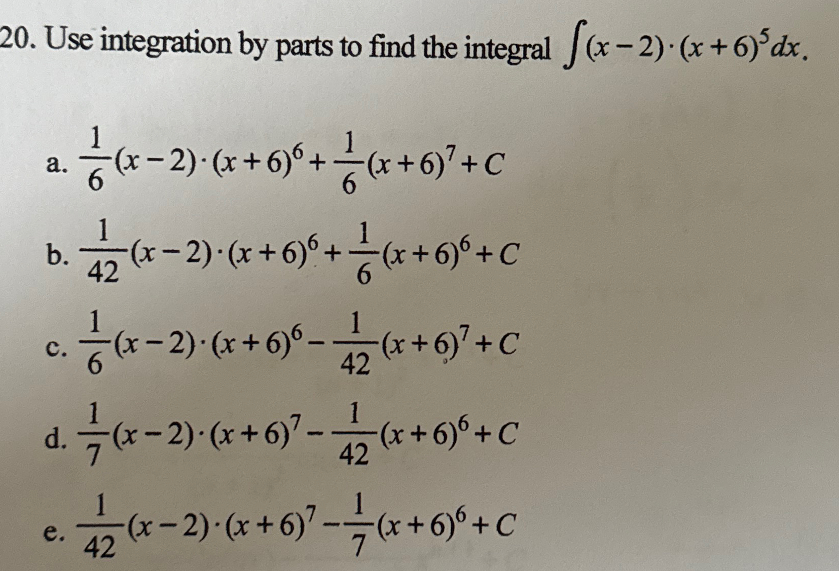 Solved Use integration by parts to find the integral | Chegg.com