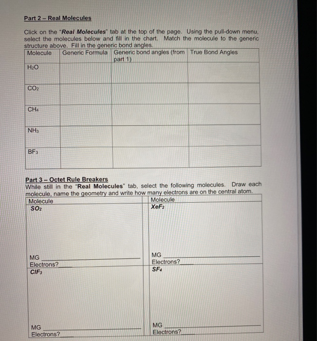 Solved Molecular Geometry Simulation Data: Part 1 - Generic | Chegg.com