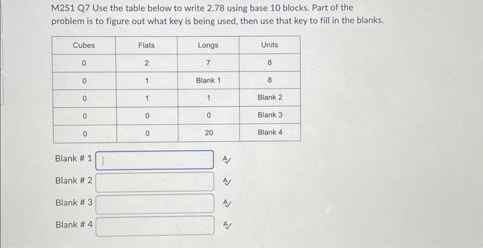 Solved M2S1 Q7 Use the table below to write 2.78 using base | Chegg.com