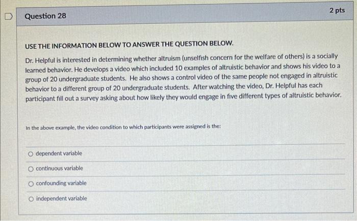 Solved USE THE INFORMATION BELOW TO ANSWER THE QUESTION | Chegg.com