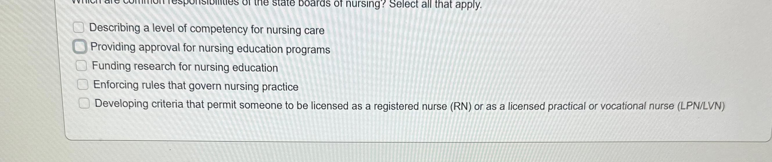Solved Describing a level of competency for nursing | Chegg.com