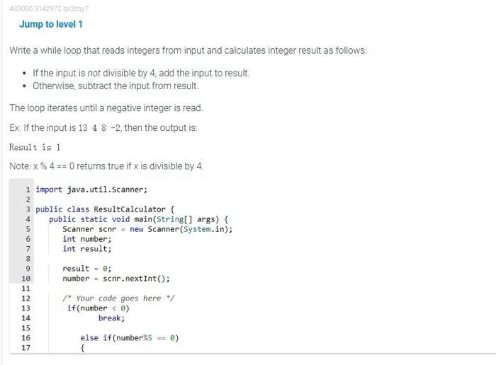 Solved Jump to level 1 Write a while loop that reads | Chegg.com