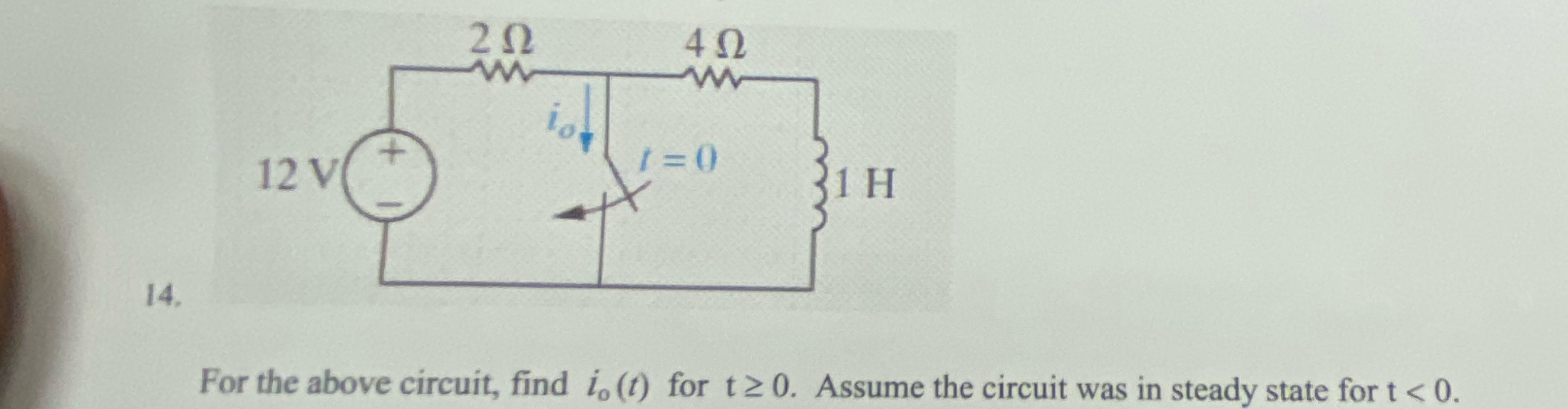 Solved For the above circuit, find i0(t) ﻿for t≥0. ﻿Assume | Chegg.com