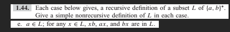 Solved 1.44. ﻿Each case below gives, a recursive definition | Chegg.com