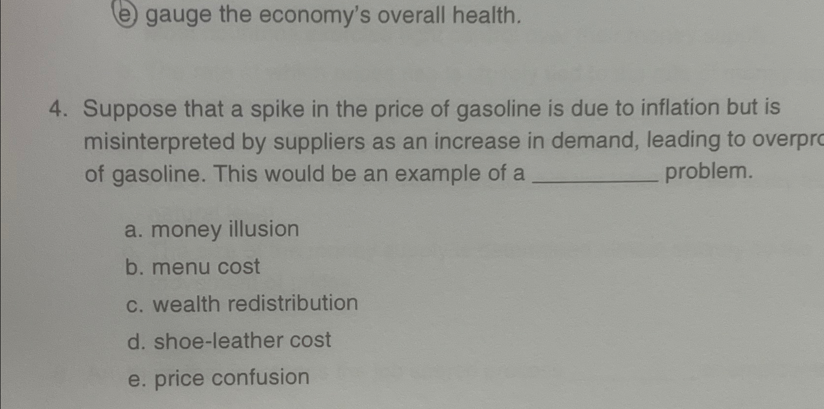 Solved 4. ﻿Suppose that a spike in the price of gasoline is | Chegg.com
