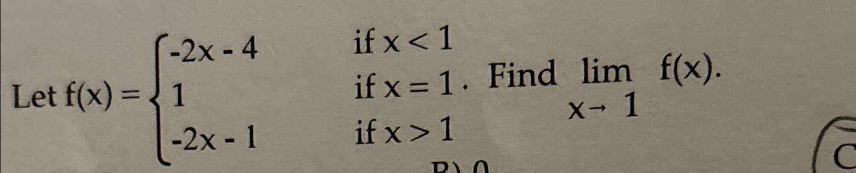 Solved Let f(x)={-2x-4 if x 1 ﻿Find | Chegg.com