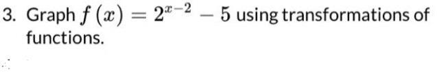 Solved 3. Graph f(x)=2x−2−5 using transformations of | Chegg.com