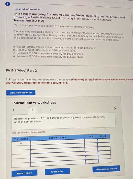Solved PA11-1 (Algo) Analyzing Accounting Equation Effects, | Chegg.com