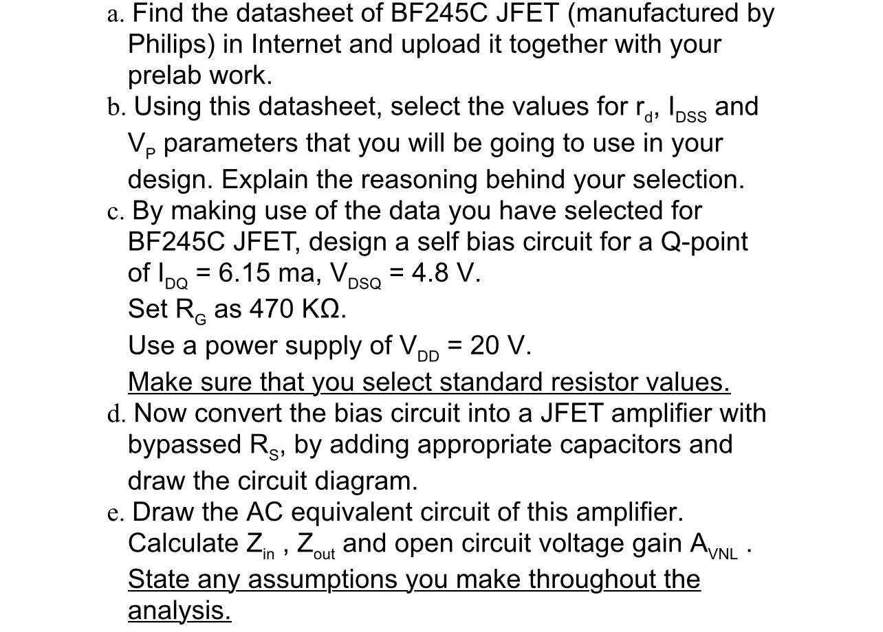 Solved a. ﻿Find the datasheet of BF245C JFET (manufactured | Chegg.com