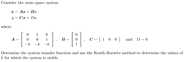 Consider the state-space | Chegg.com