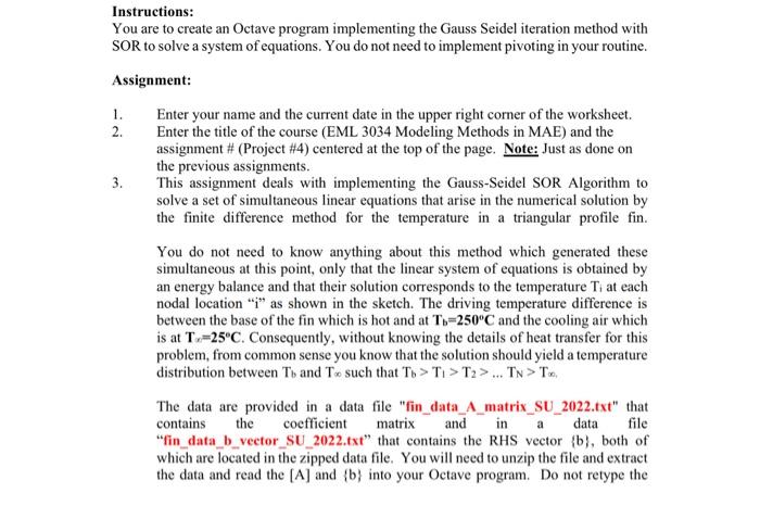 Solved Instructions: You are to create an Octave program | Chegg.com