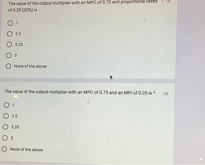 Solved Given an MPC of 0.75 , the value of the simple output | Chegg.com