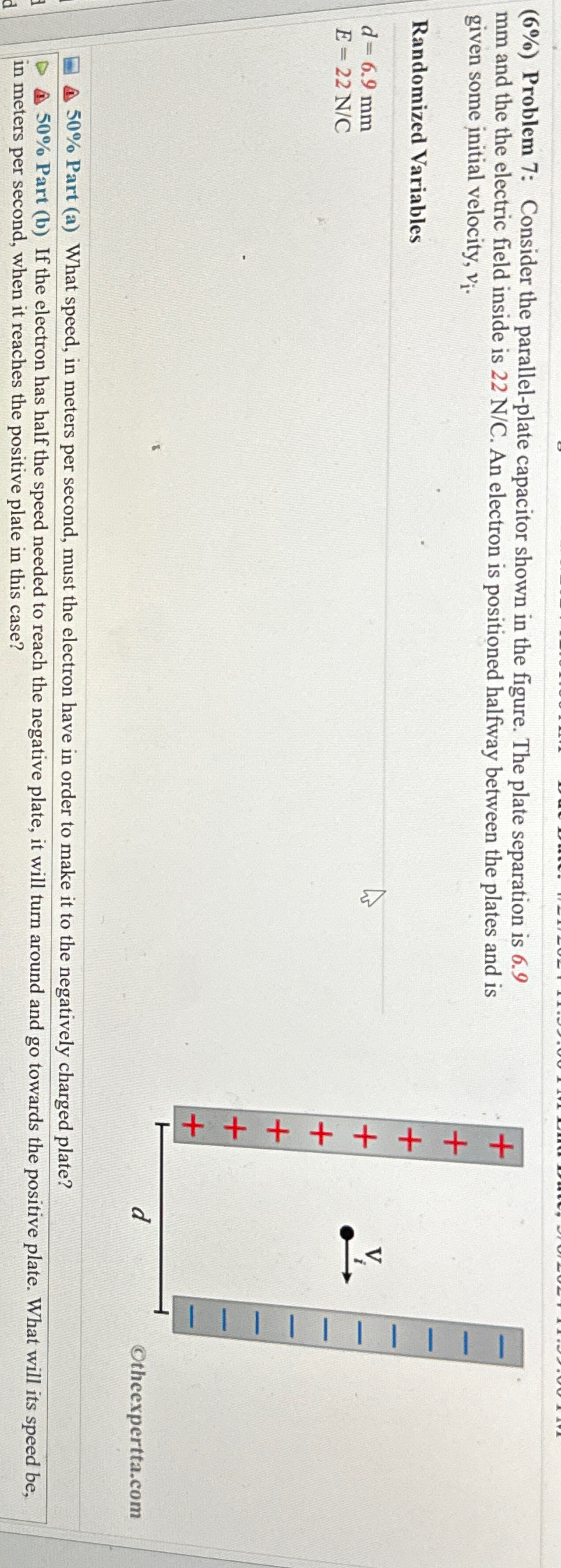 Solved (6%) ﻿Problem 7: Consider the parallel-plate | Chegg.com