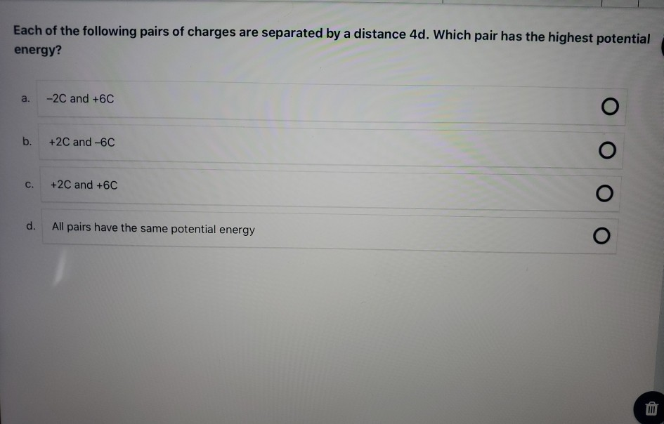 Solved Each of the following pairs of charges are separated | Chegg.com
