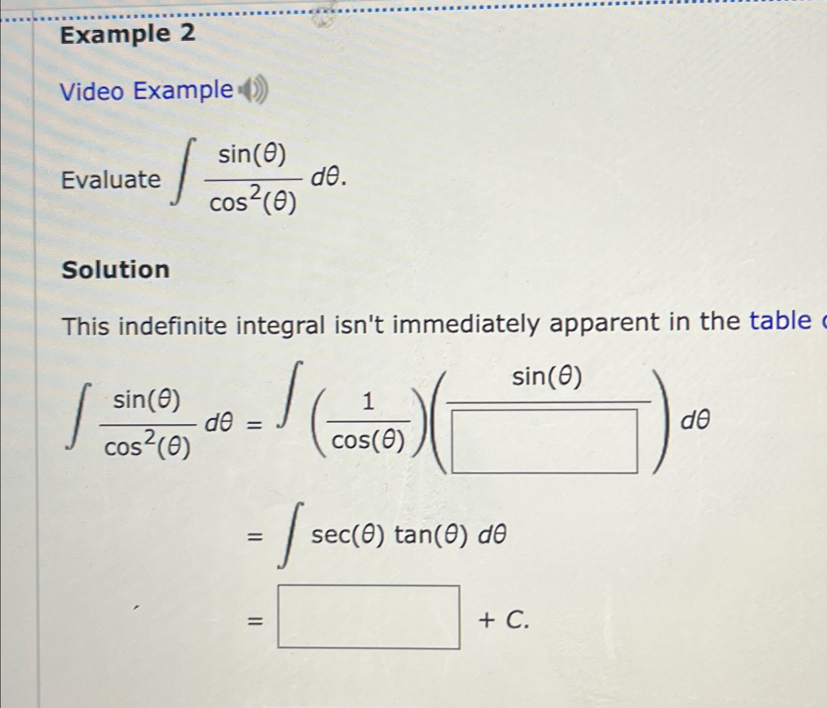 Solved Example 2Video ExampleEvaluate | Chegg.com