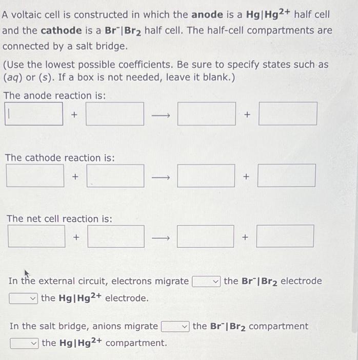 Solved A voltaic cell is constructed in which the anode is a | Chegg.com