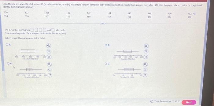 Solved denddy the 5 -number sumenary. 129 137135136157 | Chegg.com