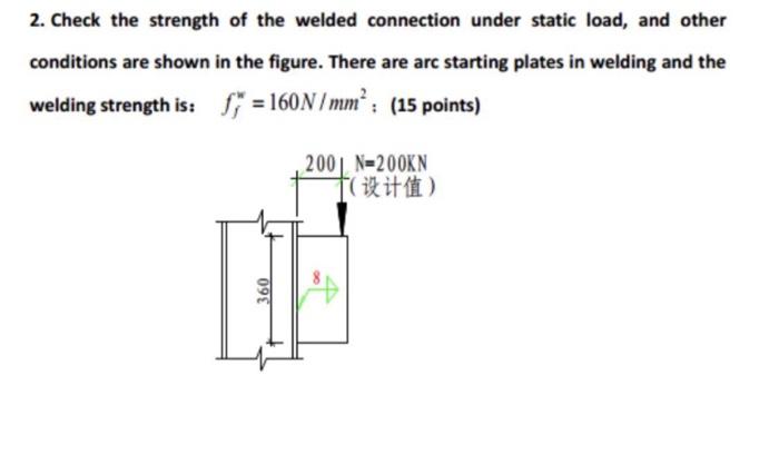 Solved 2. Check the strength of the welded connection under | Chegg.com