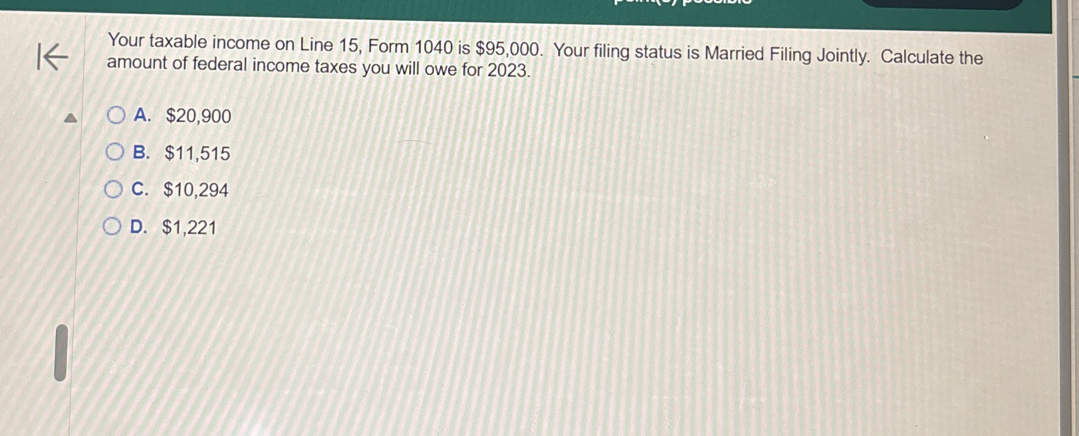 Solved Your taxable income on Line 15, ﻿Form 1040 ﻿is | Chegg.com