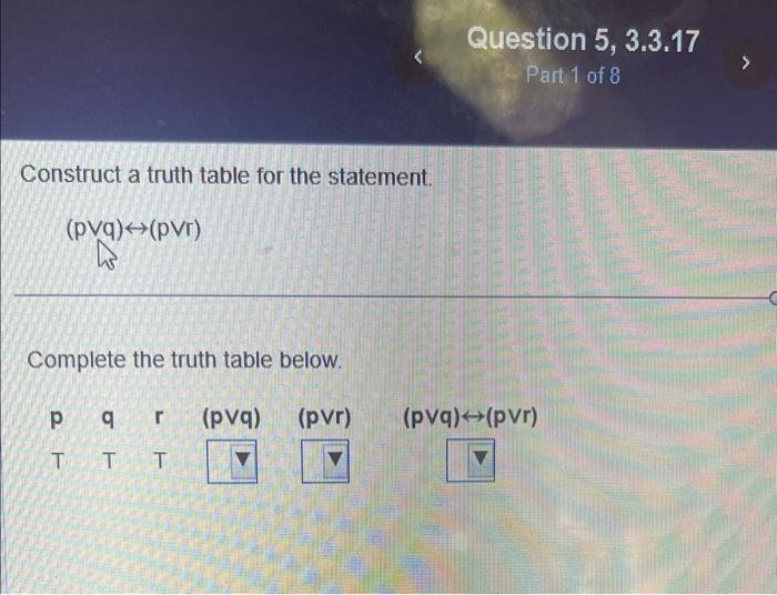 Solved Construct a truth table for the statement. | Chegg.com