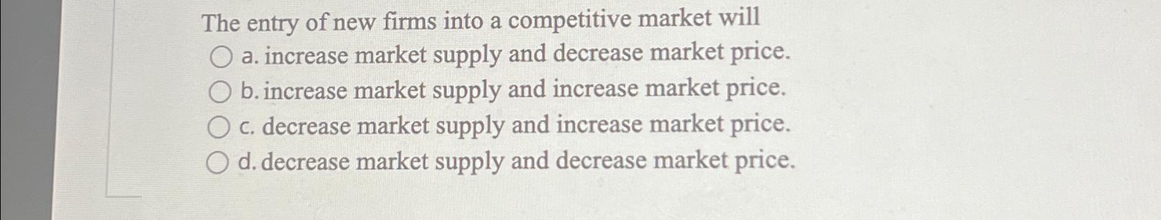 Solved The entry of new firms into a competitive market | Chegg.com