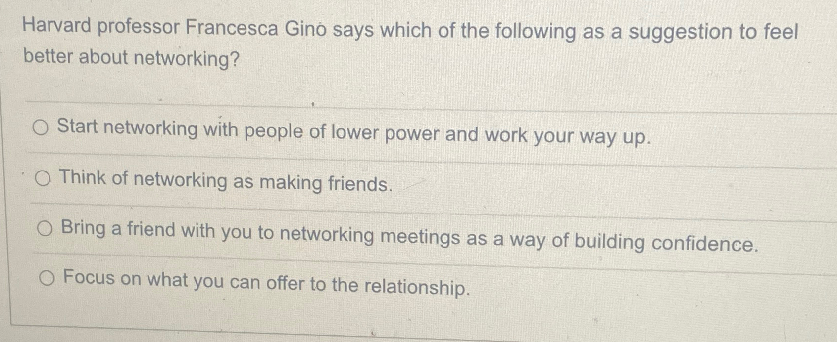 Solved Harvard professor Francesca Gino says which of the | Chegg.com