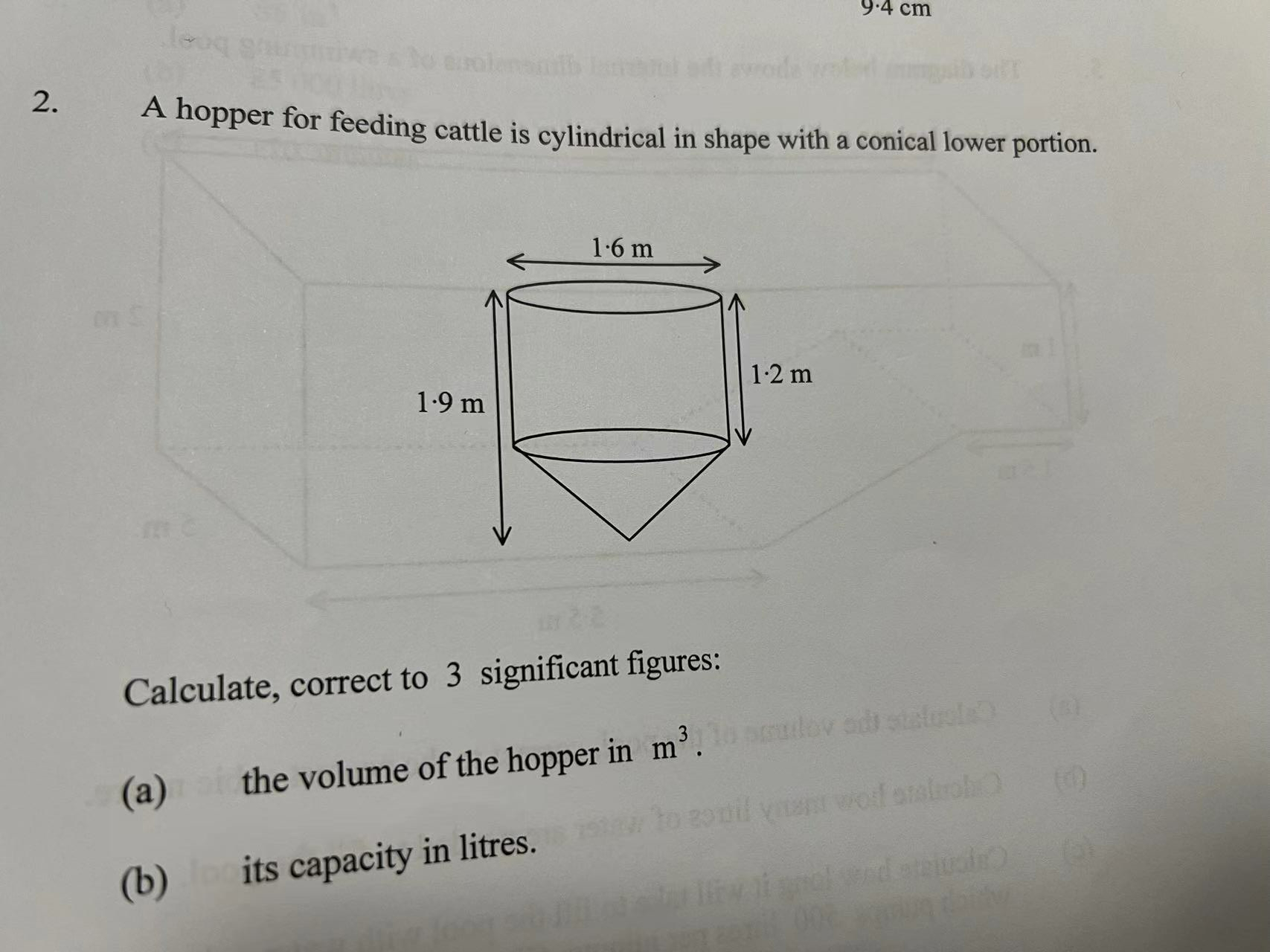 Solved A hopper for feeding cattle is cylindrical in shape | Chegg.com