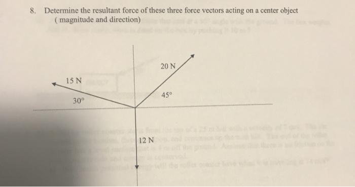 Solved 8. Determine the resultant force of these three force | Chegg.com