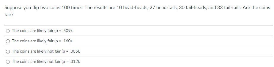 Solved Suppose you flip two coins 100 ﻿times. The results | Chegg.com