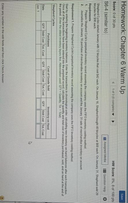 Solved Homework Chapter 6 Warm Up Save Score 0 Of 30 Pts 1